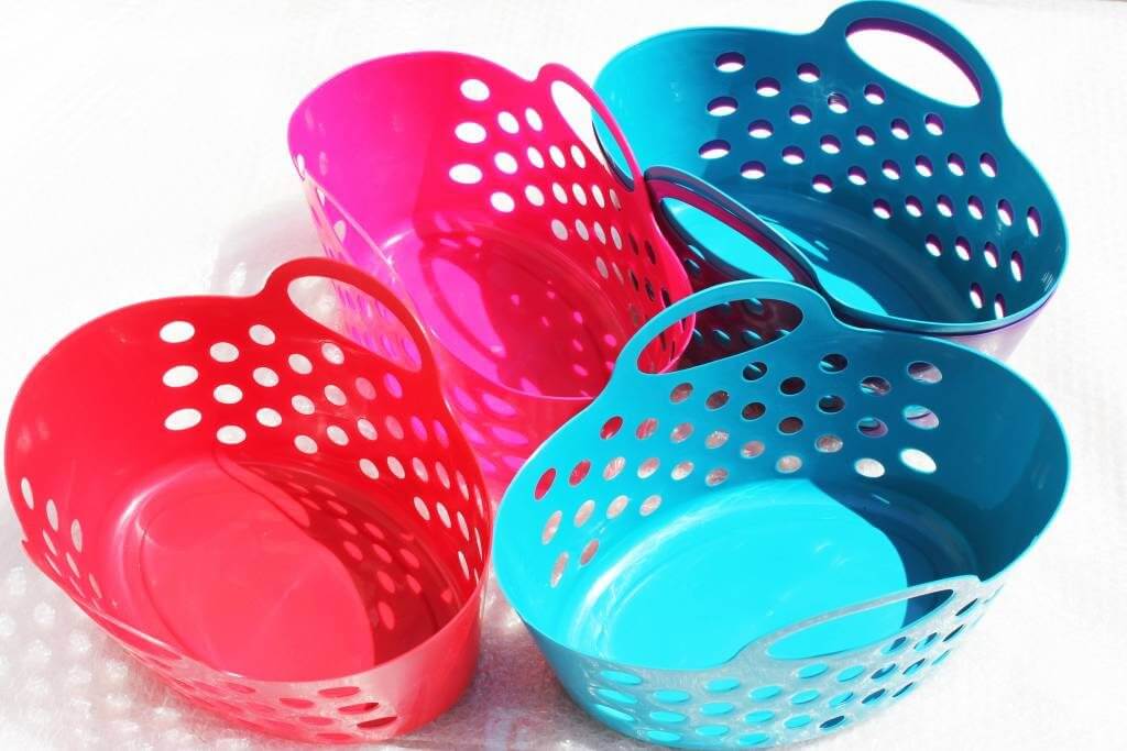 Multi Colored Plastic Baskets with Dual Handle Storage Baskets | Hangersrus